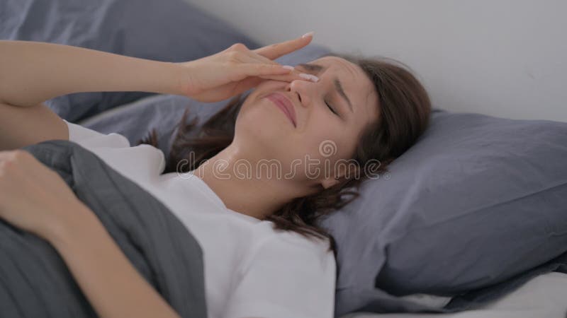 Woman Crying while Sleeping in Bed Stock Photo - Image of overburdened ...