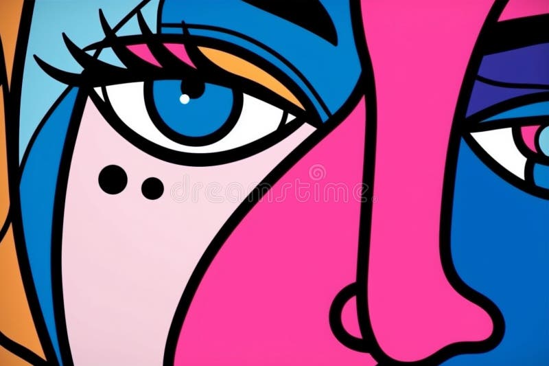Woman Cubism Character Abstract Portrait Graphic Cubist Fashion Poster