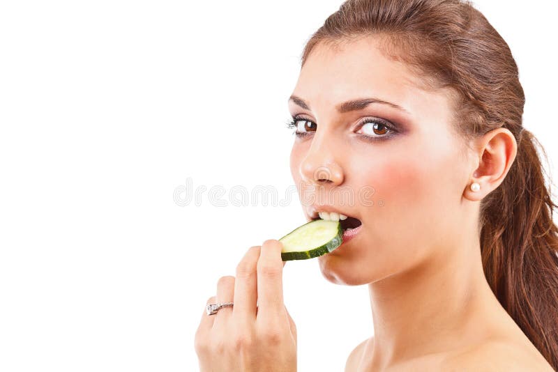 Woman and cucumber stock image. Image of healthy, vegetable - 15434415