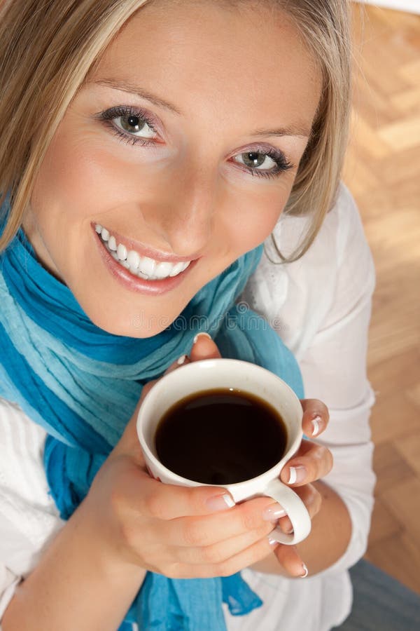 Woman with cup of coffee stock photo. Image of girl, happy - 14203684