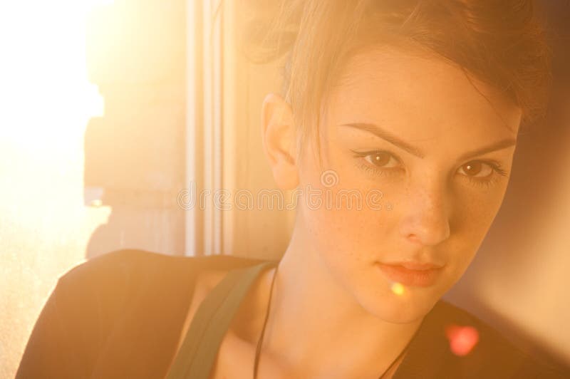 Woman with Cup of Hot Coffee Over Sun Window Stock Photo - Image of ...