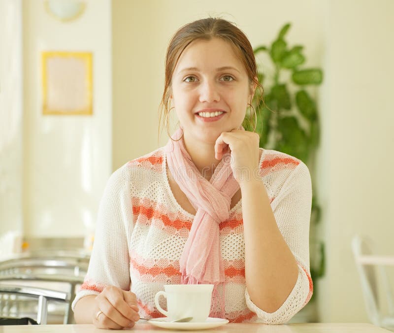Woman with a cup of tea stock image. Image of happiness - 13656323