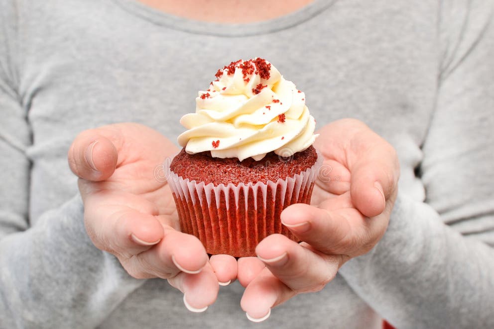 Woman with Cupcake in Hands Stock Image - Image of celebration ...