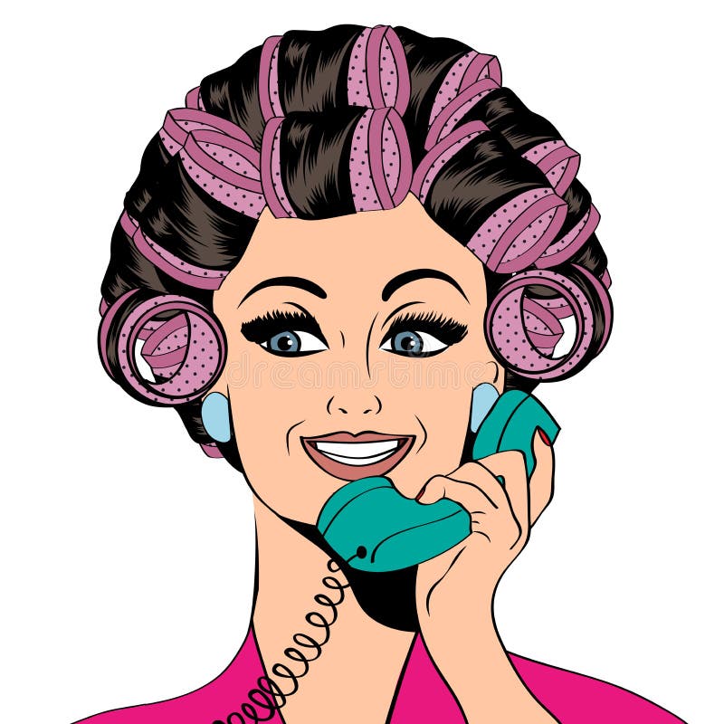 Woman with Curlers in Their Hair Stock Vector - Illustration of clean ...