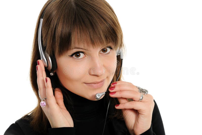 Woman Customer Service Representative Stock Image - Image of hands ...