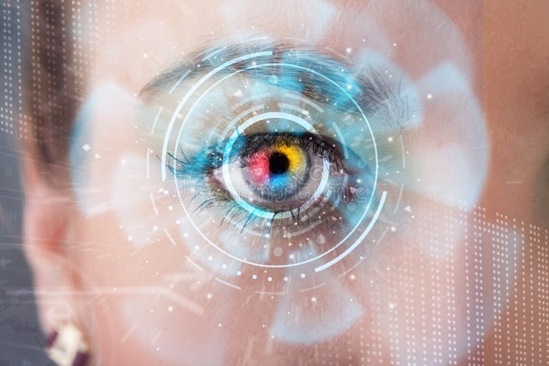 Woman with Cyber Technology Eye Stock Image - Image of cyber ...