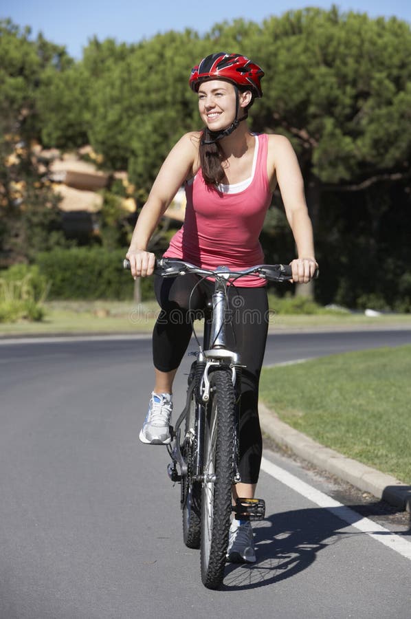 Woman on Cycle Ride stock photo. Image of happy, people - 55890800