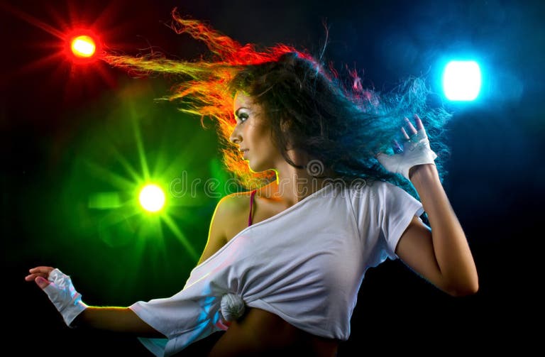 Woman dancing stock photo. Image of babe, energy, brunette - 20572766