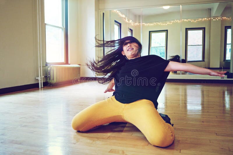 Woman, Dancing and Class with Hip Hop for Performance and Alone, Mirror ...