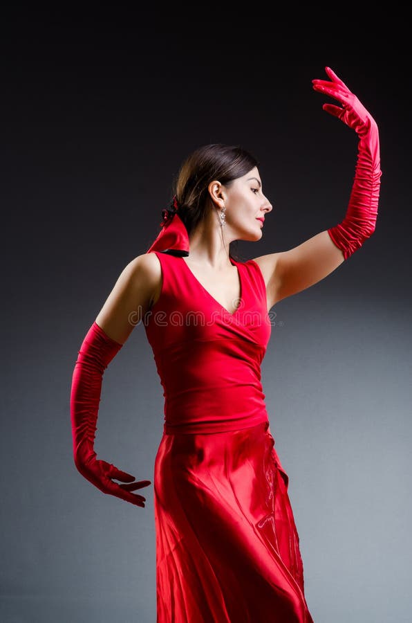 The Woman Dancing Dances in Red Dress Stock Photo - Image of dancing ...