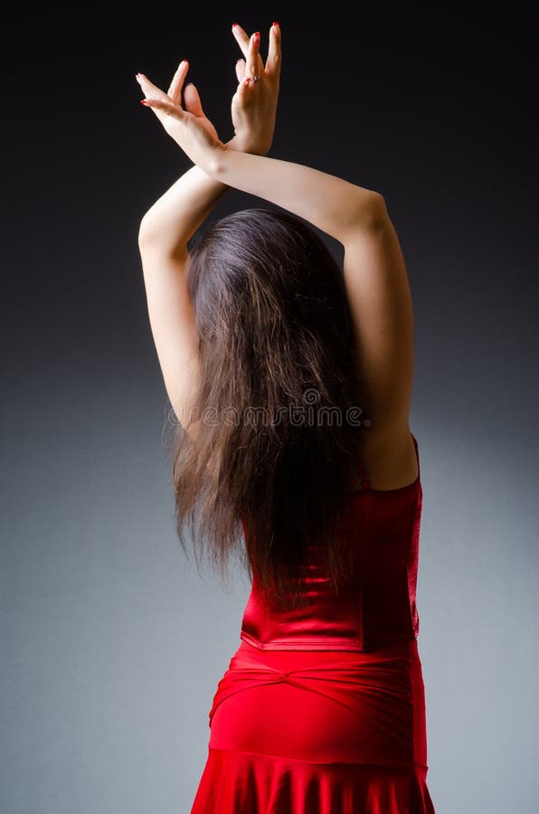 The Woman Dancing Dances in Red Dress Stock Image - Image of colorful ...