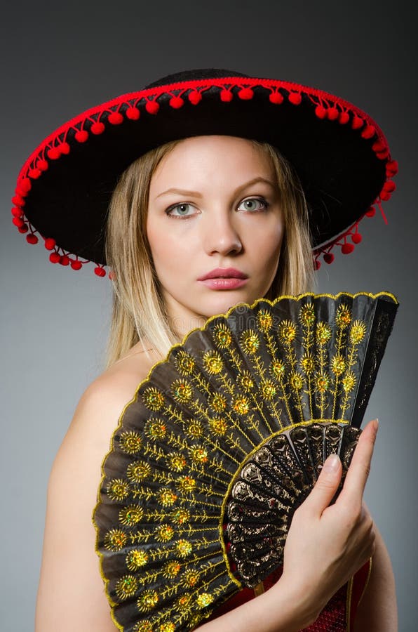 Woman dancing with fans stock photo. Image of fashion - 48207062