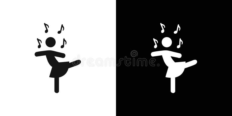 Woman Dancing Icon Flat Vector Set Outline Stock Vector - Illustration ...
