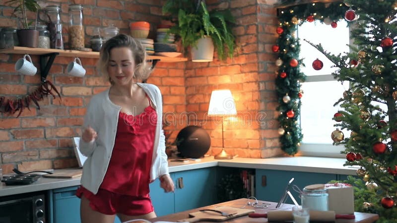 Woman Dancing in the Kitchen Stock Video - Video of cooking, dance ...