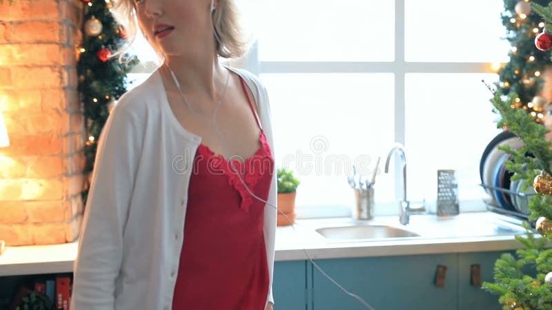 Woman Dancing in the Kitchen Stock Video - Video of sensuality, style ...