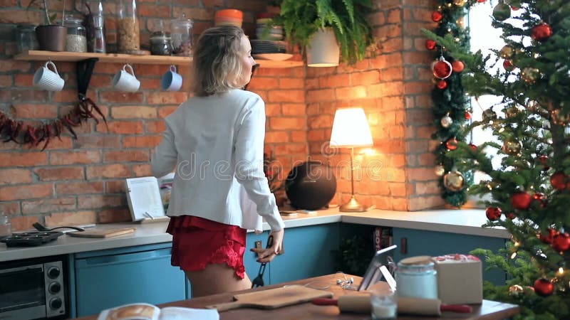 Woman Dancing in the Kitchen Stock Footage - Video of attractive ...