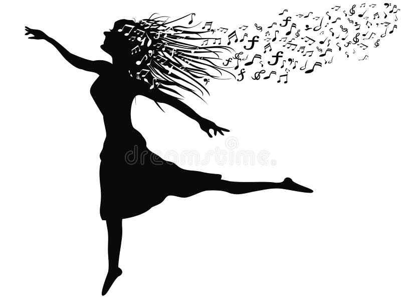Woman Dancing with Music Note Stock Vector - Illustration of ...