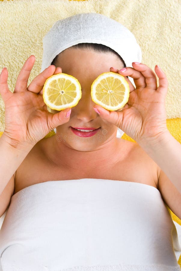 Woman at Day Spa with Lemon Stock Image - Image of calm, care: 14429117