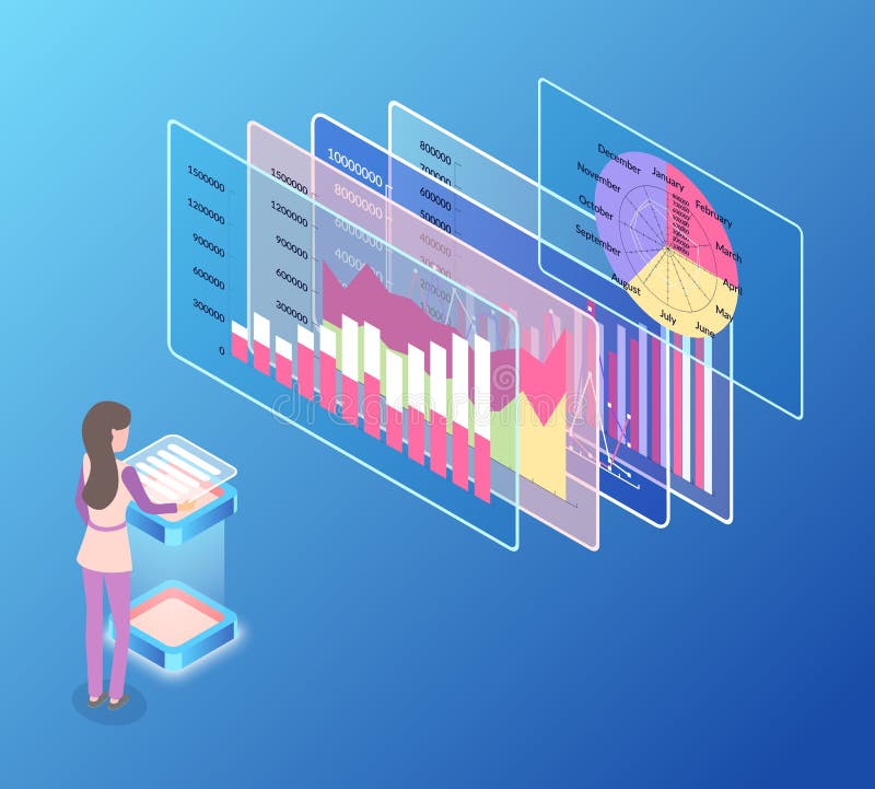 Statistics and Data on Screen, Digital Info Vector Stock Vector ...