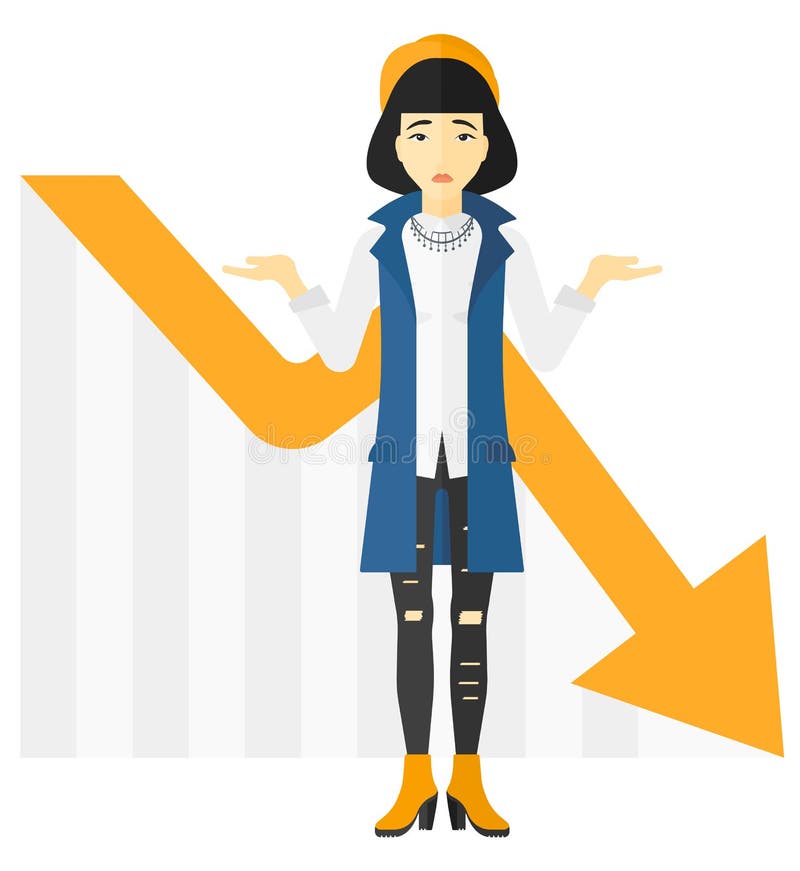 Woman with Declining Chart. Stock Vector - Illustration of character ...