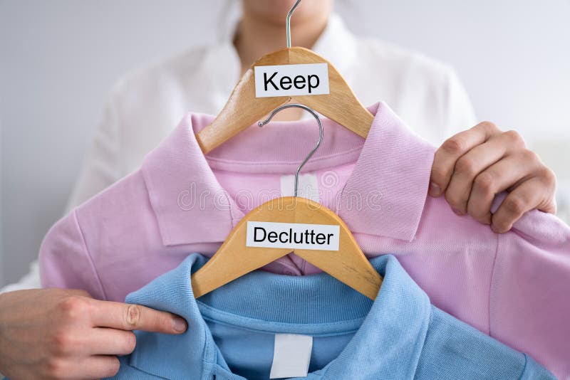 Woman Decluttering Clothes, Sorting Stock Photo - Image of clutter ...
