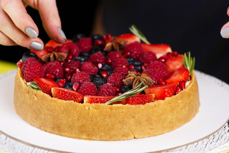 Process of Decorating Cheesecake Stock Image - Image of cook, blueberry ...