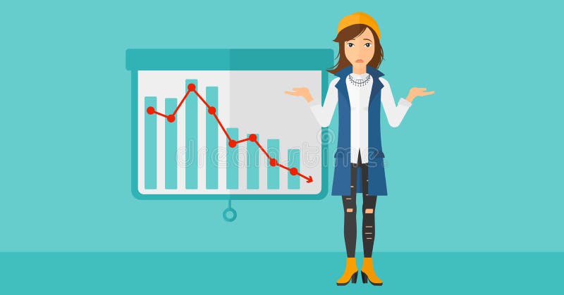 Woman with Decreasing Chart. Stock Vector - Illustration of downward ...
