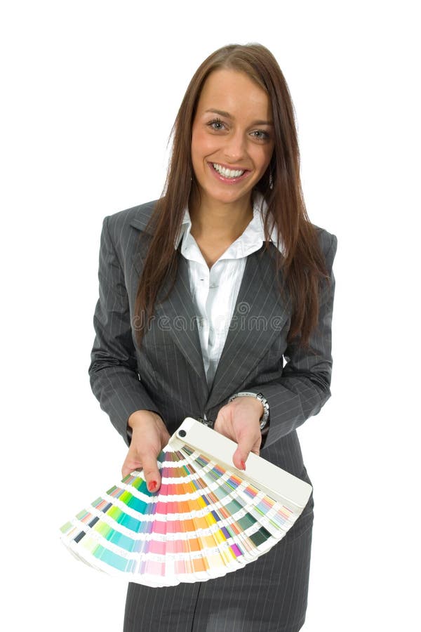 Woman demonstrates palette stock photo. Image of positivity - 3158404
