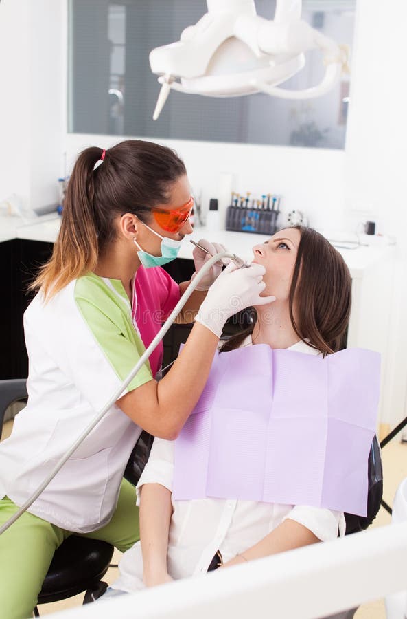 Woman Dentist Working with the Driller Stock Image - Image of caucasian ...