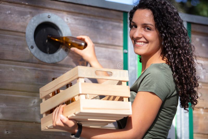 Woman Deposing Environmental Recycling Waste Stock Photo - Image of ...