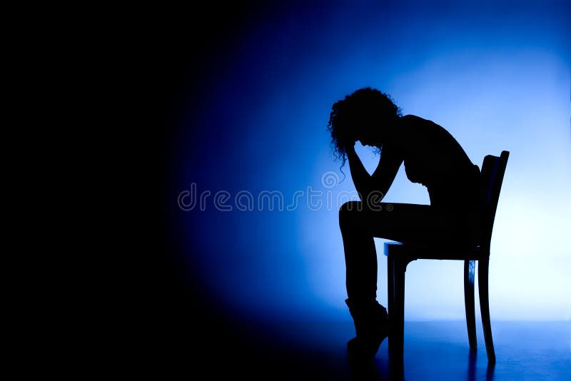 Woman in Depression and Despair Stock Photo - Image of blue, headache ...