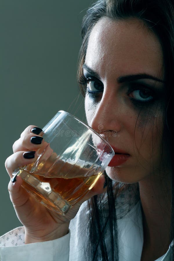 Woman in depression drink stock image. Image of beverage - 42410863