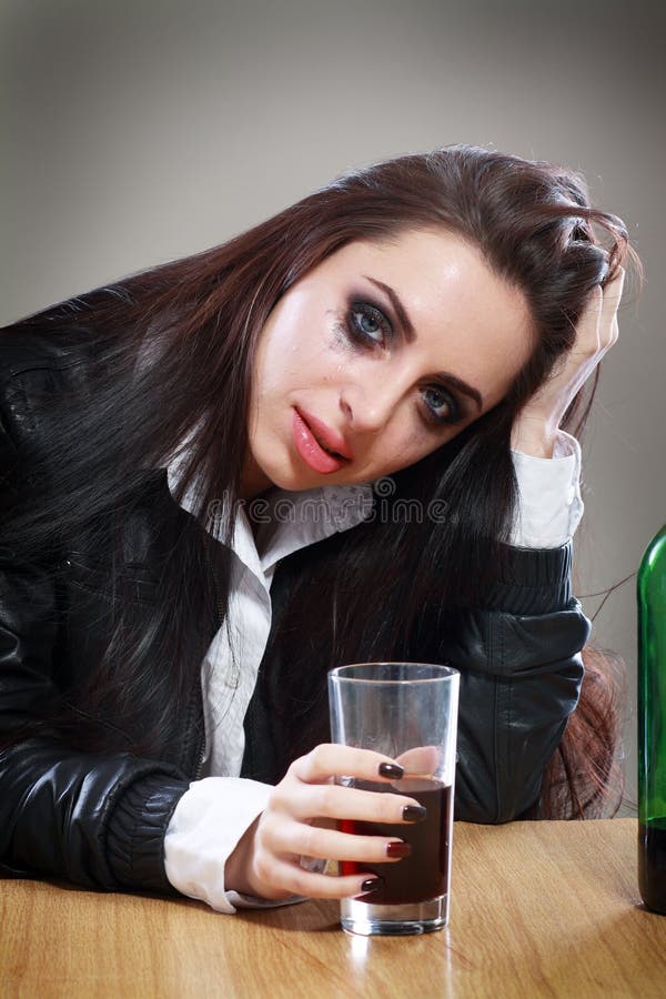 Woman in depression drink stock photo. Image of domestic - 42410880