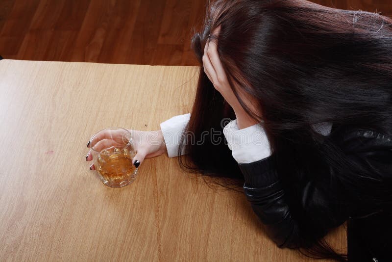 Woman in Depression Drinking Alcohol Stock Photo - Image of chronic ...