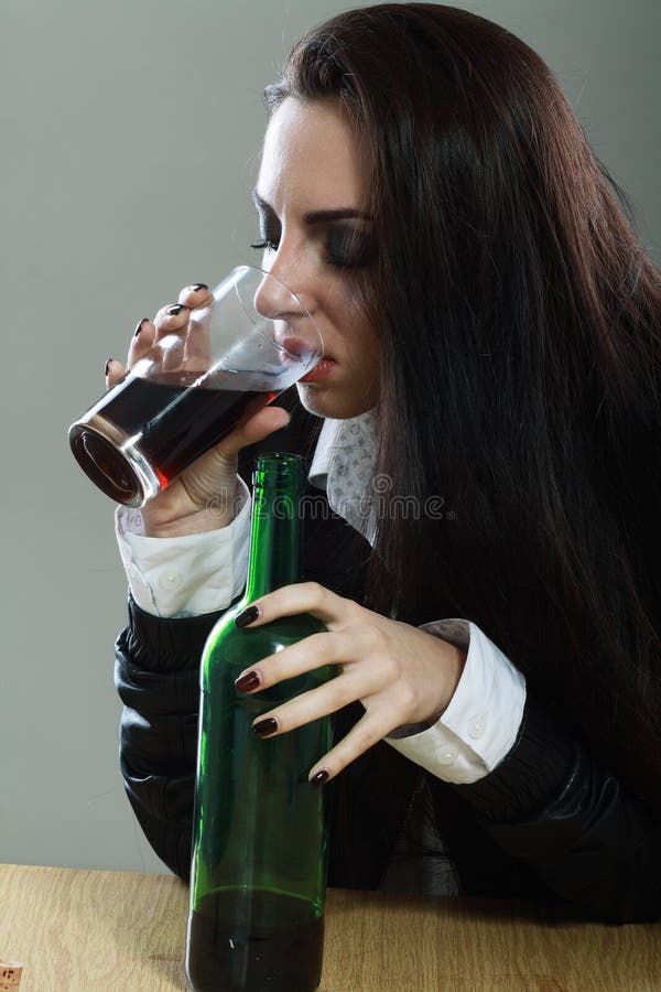Woman in Depression Drinking Alcohol Stock Image - Image of alcoholism ...