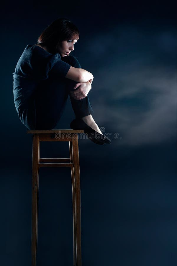 Woman with Depression Sit on Chair Stock Image - Image of depression ...