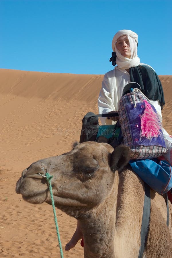 The woman in desert stock photo. Image of hill, arab, blue - 1163794