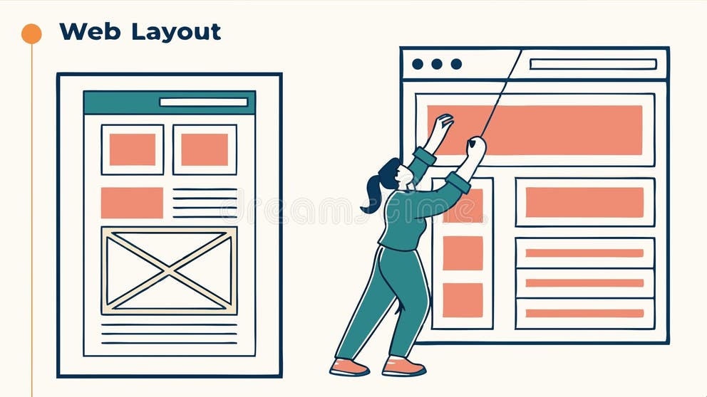 Woman Designing Web Layout, UI Design Process Vector Design Generative ...