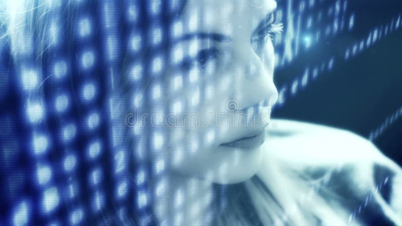 Woman Developer Hacking Code with a HUD Stock Footage - Video of design ...