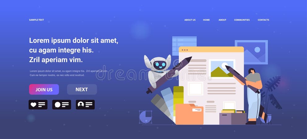 Woman Developer with Robot Helper Creating Website Ui Interface Web Application Development ...