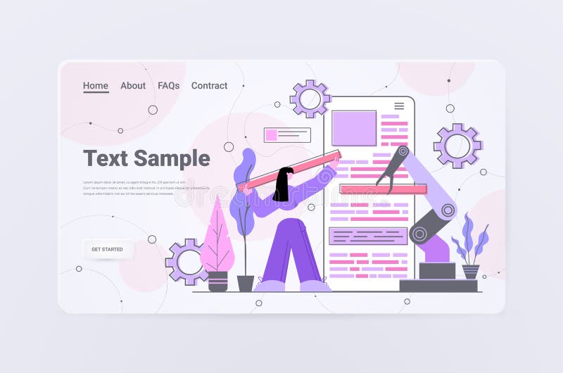 Woman Developer With Robotic Hand Creating Mobile Website Ui Web Application Development Program