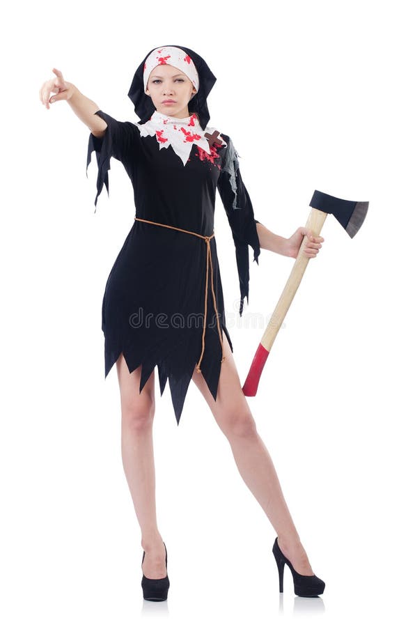 Woman devil with axe stock image. Image of monster, halloween - 39760361