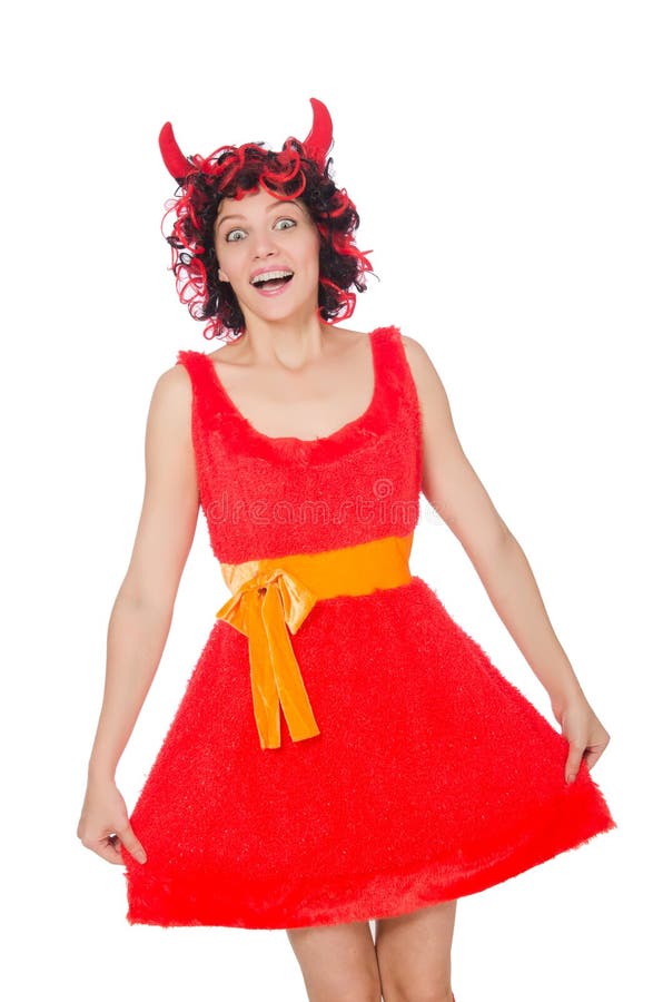 The Woman Devil in Funny Halloween Concept Stock Image - Image of comic ...