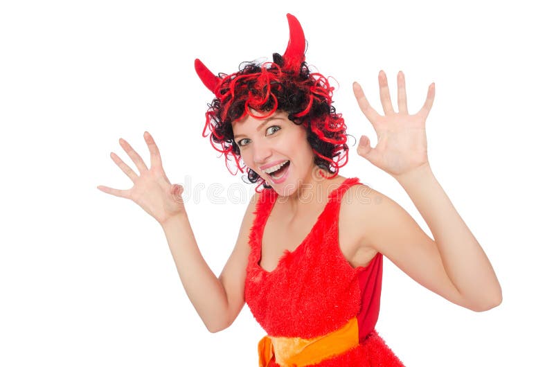 The Woman Devil in Funny Halloween Concept Stock Image - Image of ...