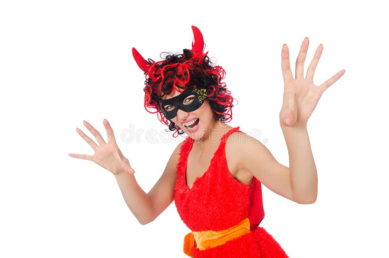 The Woman Devil in Funny Halloween Concept Stock Image - Image of black ...