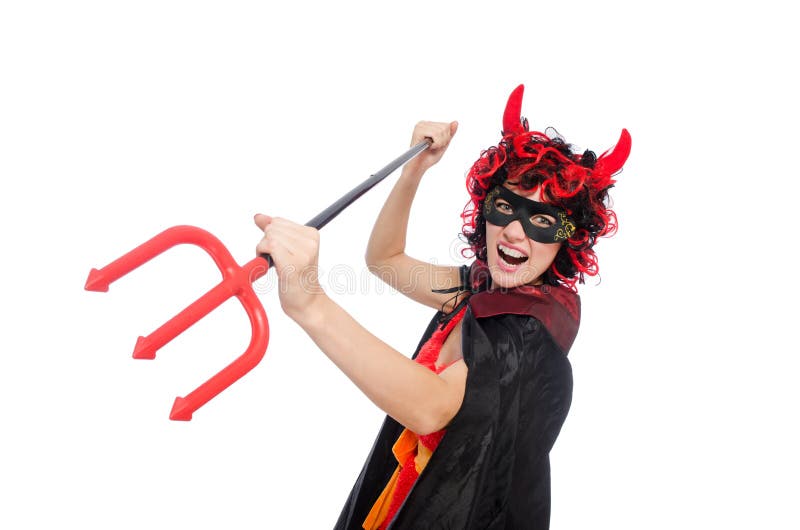 The Woman Devil in Funny Halloween Concept Stock Photo - Image of satan ...