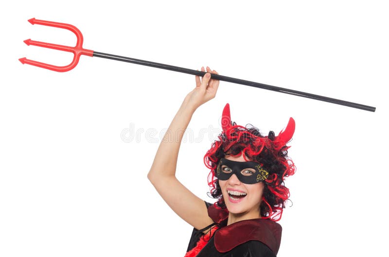 The Woman Devil in Funny Halloween Concept Stock Photo - Image of comic ...