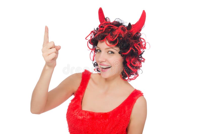 The Woman Devil in Funny Halloween Concept Stock Photo - Image of ...