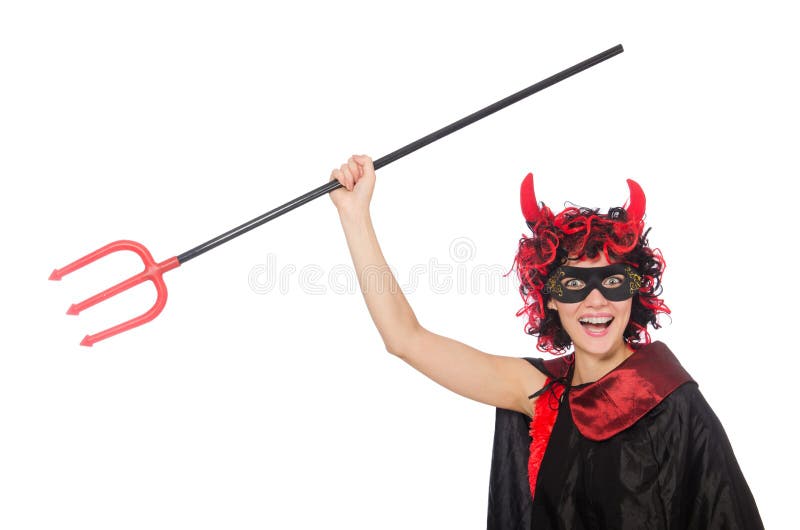 The Woman Devil in Funny Halloween Concept Stock Image - Image of hell ...