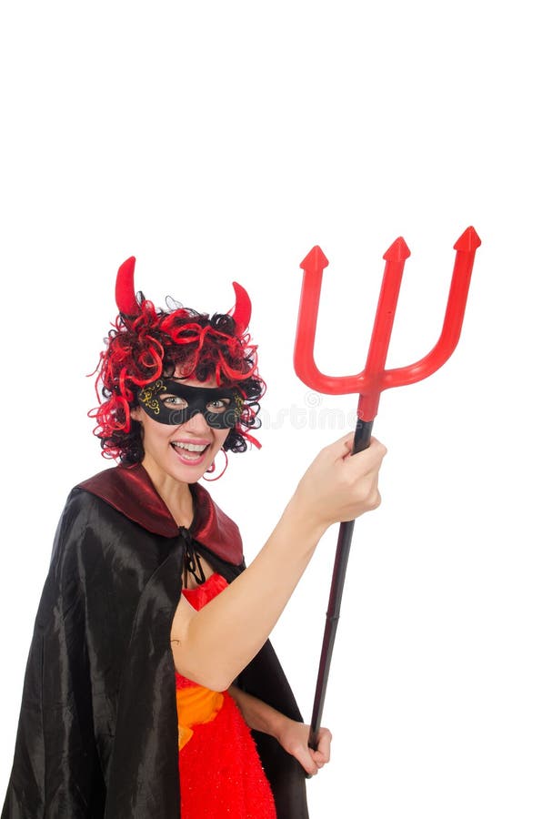 The Woman Devil in Funny Halloween Concept Stock Image - Image of cute ...